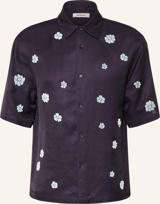 Sandro Sandro Kurzarm-Hemd Regular Fit Mit Leinen blau