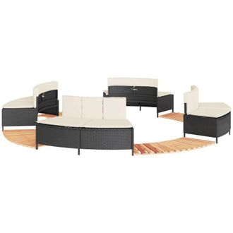 vidaXL Whirlpool-Umrandung Schwarz Poly-Rattan und Massivholz Akazie vidaXL
