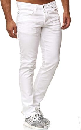 Tazzio Jeans Slim Fit Herren Jeanshose Stretch Designer Hose Denim Wei&szlig; 33W / 34L