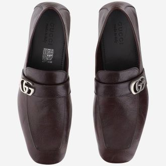 Gucci Leather Logo Loafer - Brown