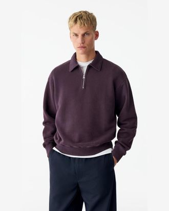 Arket Sweatshirt Aus Baumwolle Mit Kurzem Rei&szlig;verschluss -Lila