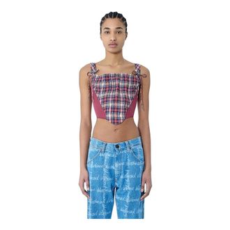 Vivienne Westwood Femme, Tops, Multicolore, Taille: 38 FR Corset à Carreaux en Maille avec Encolure Coeur
