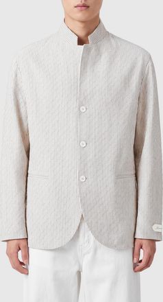Jacquemus Gestreifte Jacke The Palmier aus Leinenmischung mit Mandarinkragen