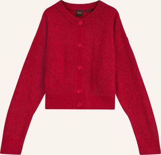 HUGO BOSS Strickjacke C_Fernard_1 Relaxed Fit rot