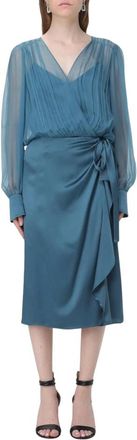 Alberta Ferretti Femme, Robes, Vert, Taille: 42 FR Robe Midi Portefeuille