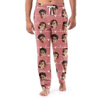 Generic Pantalon de pyjama personnalis&eacute; avec 3 photos, pyjama personnalis&eacute; visage pantalon pantalon de pyjama assorti v&ecirc;tements de nuit pour homme amoureux, R