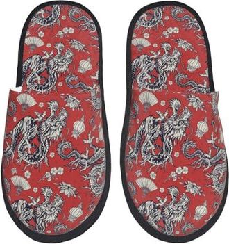 Generic Pantoufle Maison Imprim&eacute; De Dragons Chaudes Pantoufles Confortable Chaussons Maison Portative Hiver Chaussures Chaudes Pour Maison Salon H&ocirc;tels L