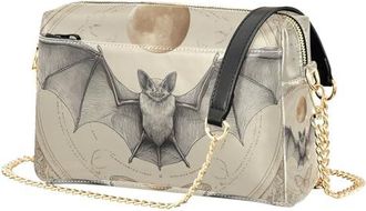 Mnsruu Sacs à bandoulière pour femme, croissant de lune, chauve-souris, beige