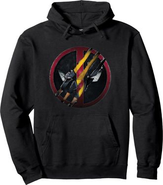 MARVEL Deadpool & Wolverine Claw Marks Face Logo Retro Pullover Hoodie