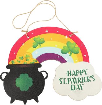 NUOBESTY T&uuml;rschild Happy St PatrickS Day aus Holz mit Kleeblattmotiv Party T&uuml;rh&auml;nger f&uuml;r St PatrickS Day Deko und Foto Requisite Langlebig und Universell f&uuml;r Z