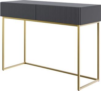 Selsey Schminktisch Makeup Tisch Frisiertisch Kosmetiktisch 110 cm Mit 2 Schubladen Veldio Schwarz Goldene Beine