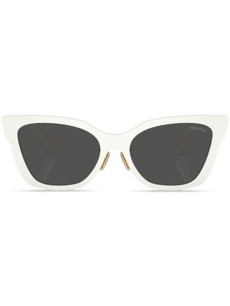 Miu Miu Eyewear lunettes de soleil &agrave; logo - Blanc