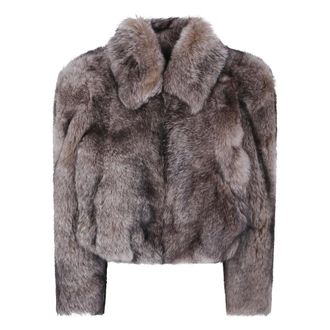 Chlo&eacute; Femme, Vestes, Brun, Taille: 38 FR Veste en cuir et fourrure