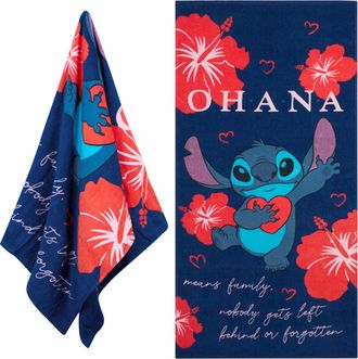 Disney Stitch Handtuch Kinder Badetuch Schnelltrocknend Strandtuch Baumwolle Duschtuch 70x140 cm für Schwimmen und Baden Reise Zubehör (Blau/Rot Stitch)