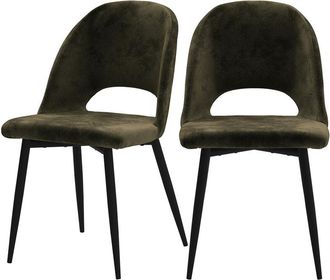 Rendez-Vous Déco Rendez-vous Déco - Lot de 2 chaises en velours vert et pieds en métal noir - pénélope