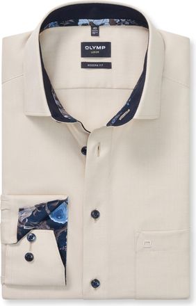 Olymp Herren Oberhemd Langarm Luxor,Faux Uni,465 Modern Fit 20,13 New Kent,Natur 22,45