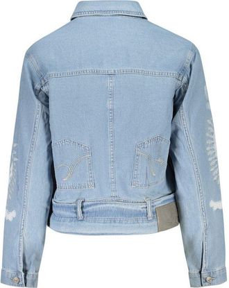 Desigual Outdoorjacke Damen Jeansjacke in Blau mit Stickerei & Kontrastdetails