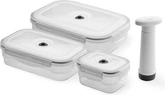 Compactor ACC922 Aspifresh rechteckiger Vakuum-Lebensmittelbehälter mit Pumpe, 3er-Set, BPA-frei, Weiß