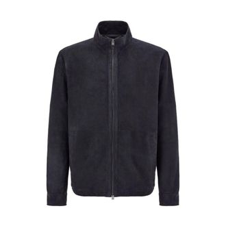 Canali Homme, Vestes, Gris, Taille: L Veste en Daim dAgneau Perfor&eacute;