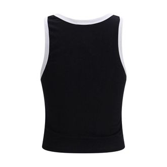GCDS Womens Black Cotton Tank Tops