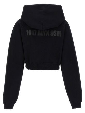 Alyx Logo-Print Cropped Hoodie - Black