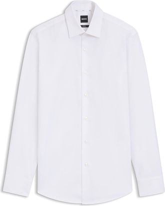 BOSS Herren H-HANK-C1-214 Slim-Fit Twill-Hemd aus bügelleichter Stretch-Baumwolle Weiß 39