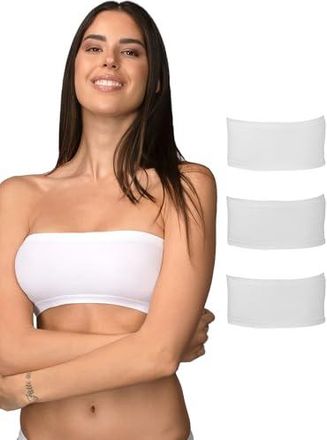 Intimidea Set 3 Pi&egrave;ces SoutienGorge Bandeau Femme en Microfibre Douce sans Couture (Blanc, S/M)
