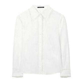 Luisa Cerano Off-White Baumwoll-Voile Bluse mit Spitzenbesatz - - Blouses & Shirts - Damen - Wei&szlig; - M
