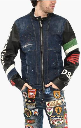 Dsquared2 Denim Jacket with Leather Sleeve size 56