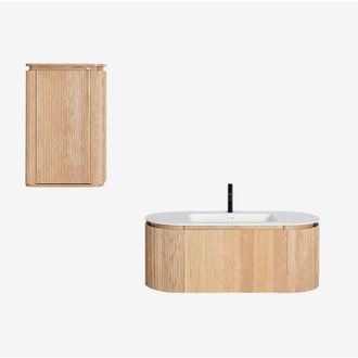 Sklum Carsone Badezimmerm&ouml;bel-Set aus Holz mit integriertem Waschbecken