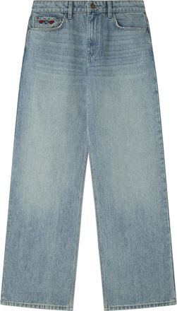 Springfield Damen-Jeans mit mittelhohem Bund und weitem Bein, Kollektion Deine Schuld, Blau, 38 Lang