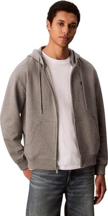 Calvin Klein Herren Ls Eu 350Terry Monogram Fz Hoodi Lv04Rd240G Sweatshirts, Grey (Med Grey Htr), XXL Plus