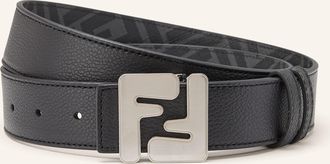 Fendi Lederg&uuml;rtel Ff Squared Zum Wenden schwarz