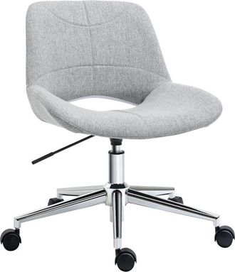 HOMCOM Homcom - B&uuml;rostuhl, Schreibtischstuhl, h&ouml;henverstellbarer Drehstuhl, Computerstuhl mit Leinenoptik, pc Stuhl bis 110 kg belastbar, Metall, Hellgrau