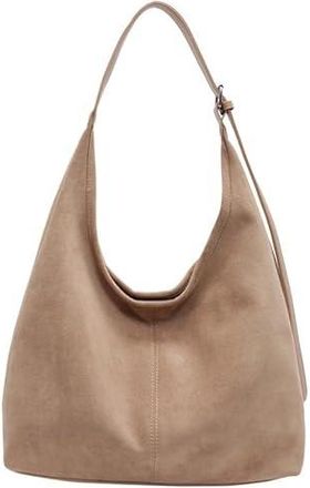 Generic Sac &agrave; bandouli&egrave;re 2025 en daim pour femme, sac fourre-tout boh&egrave;me avec poign&eacute;e sur le dessus, sac fourre-tout de voyage, Beige-2., 20*13*7 cm