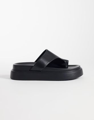 Tony Bianco Jazzy - Sandales plates en cuir - Noir