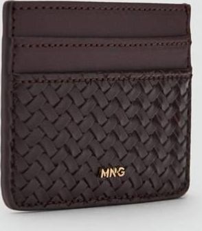 Mango Porte-cartes tress&eacute; chocolat - Femme - Taille unique - MANGO