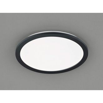 Trio Dimmbare LED Deckenleuchte CAMILLUS flache Badezimmerlampe &Oslash;40cm schwarz IP44