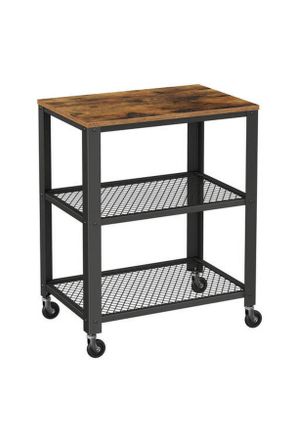 Boxxx Allzweckwagen, Braun, Schwarz, Metall, Holzwerkstoff, Schichtholz, 2 Fächer, 60.6x78x40 cm, Esszimmer, Servierwagen