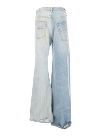 Balenciaga Womens Light Blue Jeans With Asymmetric Legs Cotton