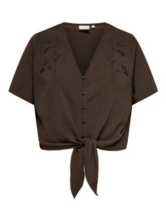 Only Carmakoma V-Shirt CAREVALOU METTA 2/4 KNOT SHIRT WVN