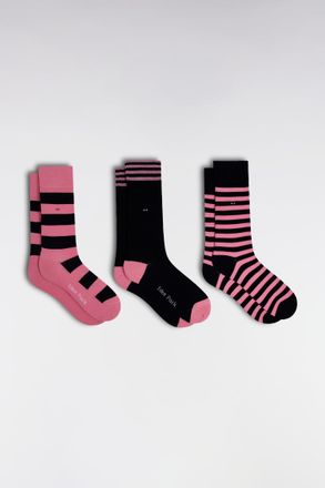 Eden Park Lot De 3 Paires De Chaussettes Cercl&eacute;es Marine Et Roses En Coton Stretch M&eacute;lang&eacute;
