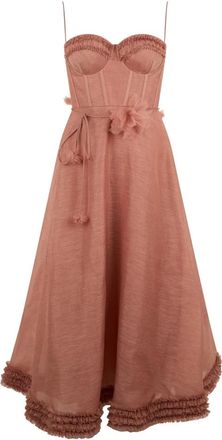 Zimmermann Femme, Robes, Brun, Taille: 36 FR Robe Midi Florale &agrave; &agrave; la Taille