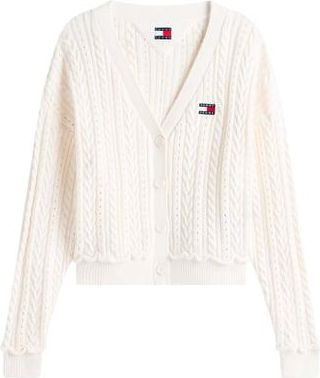 Tommy Hilfiger Cardigan coupe carr&eacute;e en maille torsad&eacute;e de coton