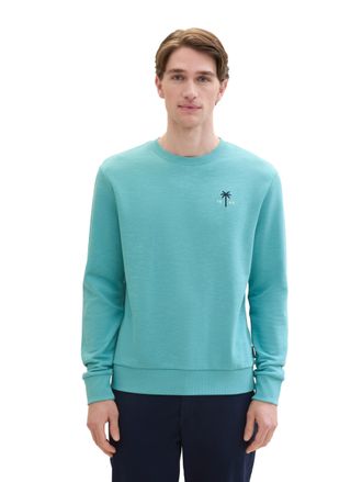 Tom Tailor Herren Basic Sweatshirt mit Struktur, meadow teal, XL