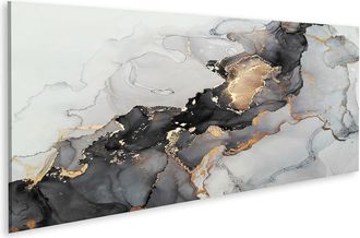 Islandburner Wandbild Luxus Abstrakte Fl&uuml;ssigkunst Marmor Gold auf Leinwand Bilder Bild Poster