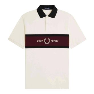 Fred Perry Homme, Tops, Beige, Taille: XL Polo avec empi&egrave;cement brod&eacute;