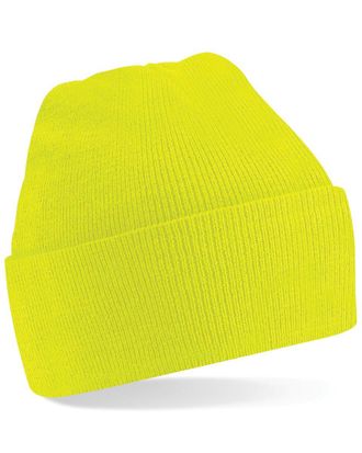 Beechfield Unisex M&uuml;tze zum Umschlagen Baseballkappe, Gelb (Fluoreszierendes Gelb), Einheitsgr&ouml;&szlig;e