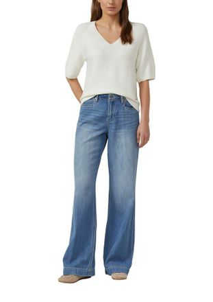 s.Oliver Strickpullover Kurzarm-Strickpullover mit V-Ausschnitt