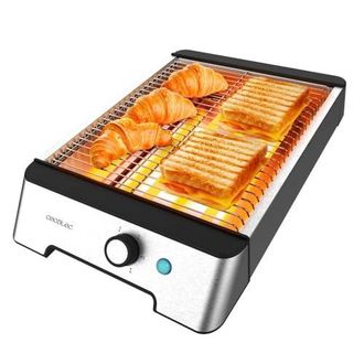 Cecotec Grille-Pain Plat Horizontal NiceSlice - Bread Toaster en Acier Inoxydable à 3 Résistances, 1000W, Tous les Pains et Petits Pains, Résistances à Quartz